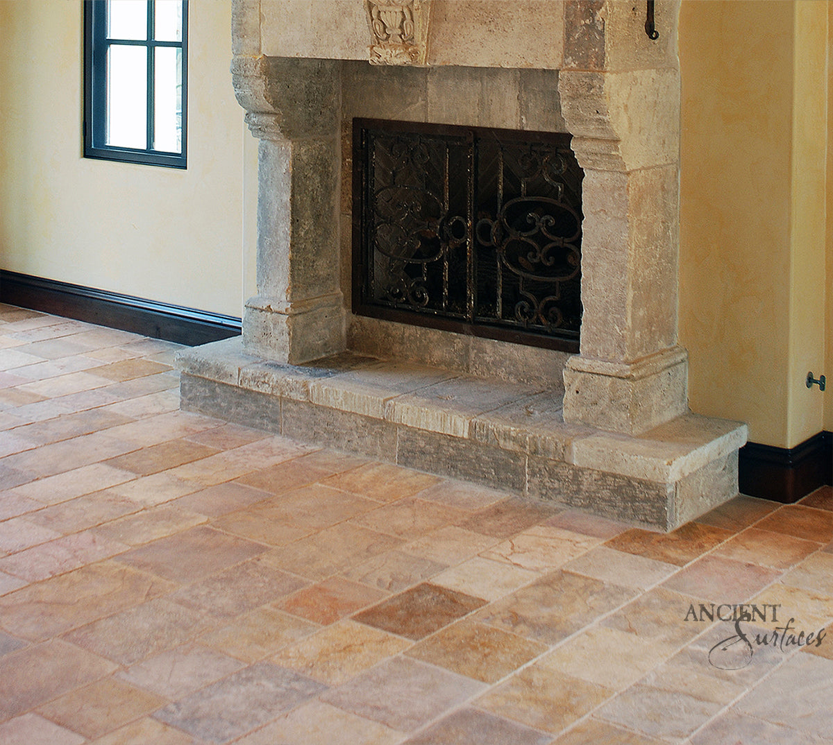 Antique Reclaimed French Limestone Flooring for Elegant Living Rooms